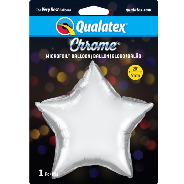 Chrome Silver 20 Star Foil Balloon Qualatex