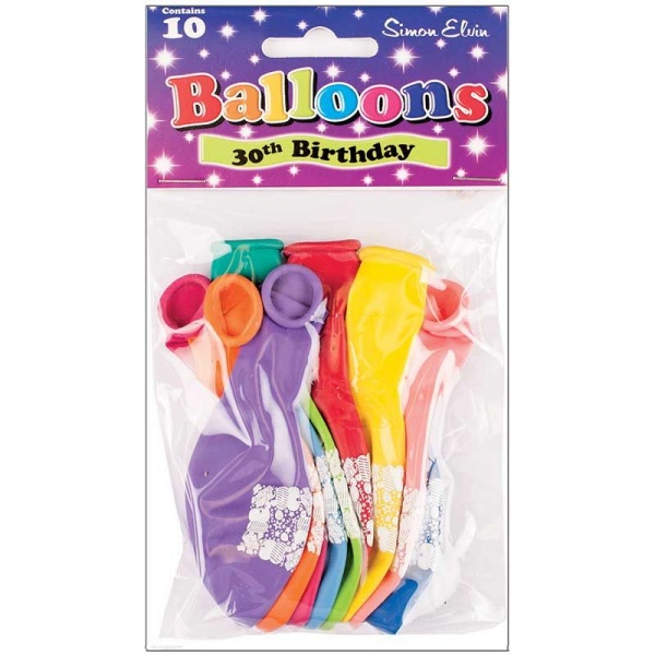 Age 30 Birthday Balloons Pack Of 10 | Simon Elvin
