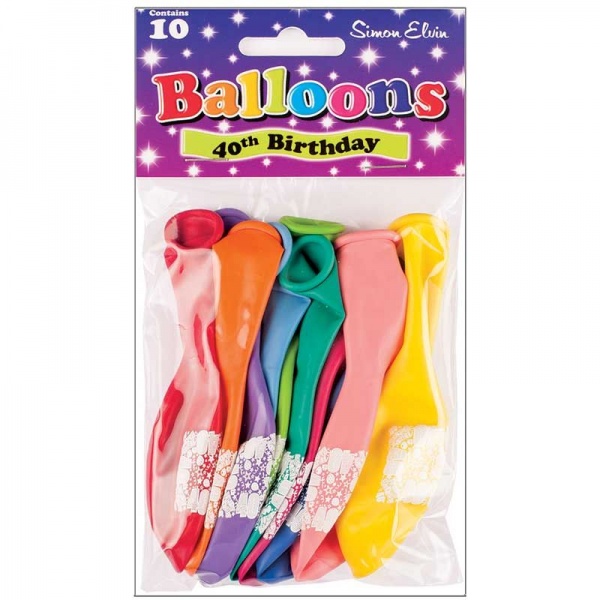 Age 40 Birthday Balloons Pack Of 10 | Simon Elvin