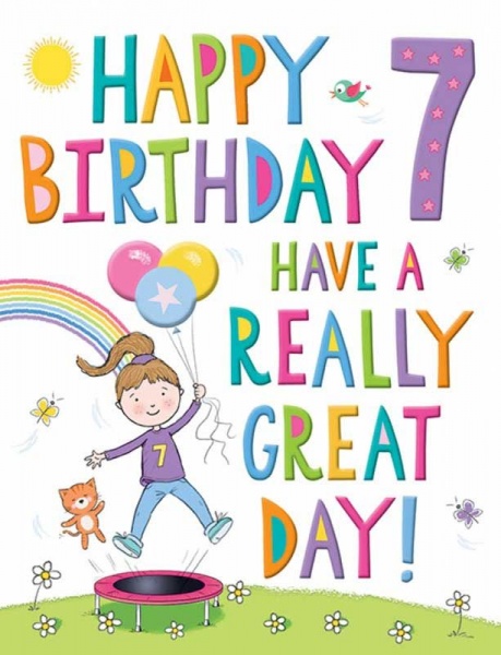 Tie-Dye Girl 7th Birthday Card