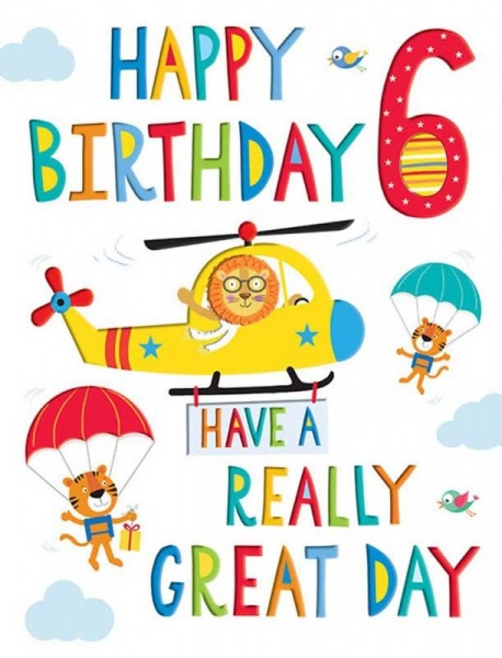 Monster Boy 6th Birthday Card