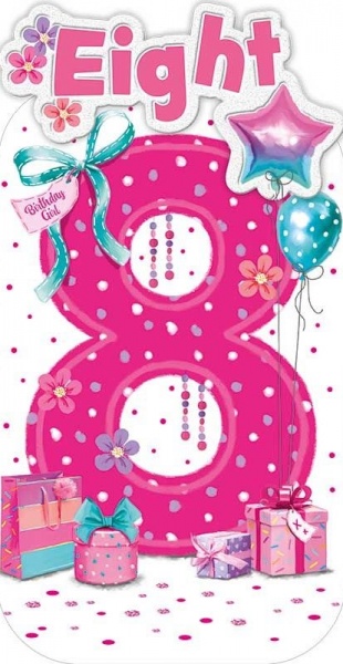 Birthday Cake Girl 8th Birthday Card | Simon Elvin