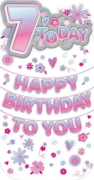 Tie-Dye Girl 7th Birthday Card