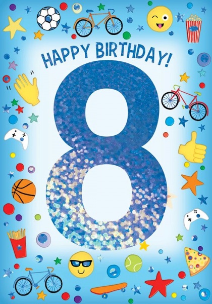 Marbled Boy 8th Birthday Card