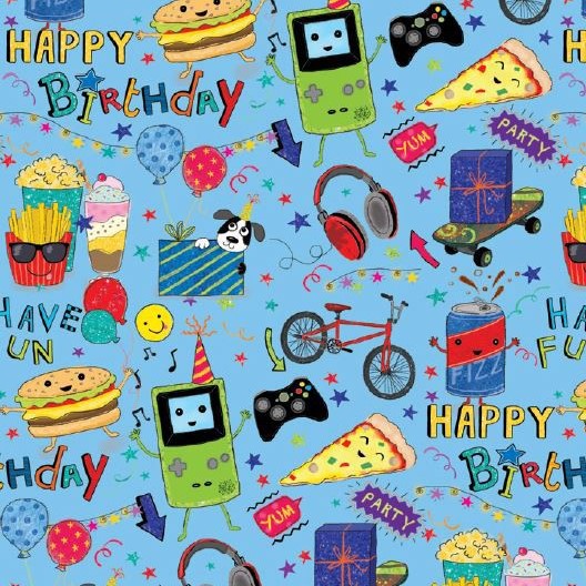 Birthday Party Boy Wrapping Paper Gift Wrap Sheet Simon Elvin