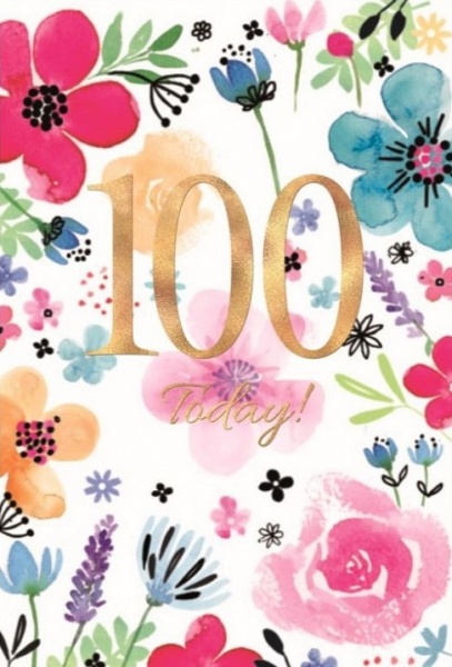 Flowers 100th Birthday Card