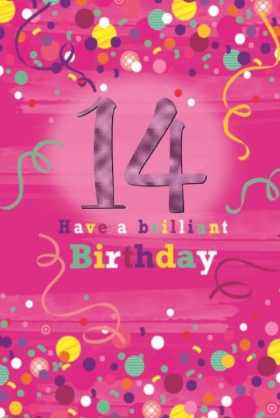 Pink Stars Girl 14th Birthday Card