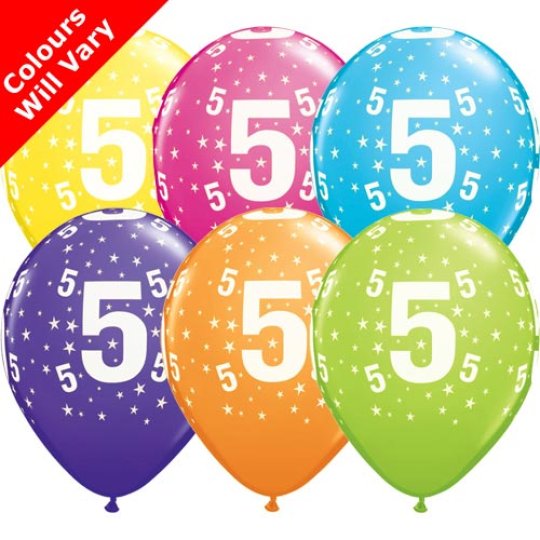 Age 5 | 11" Latex Balloons Pack Of 6