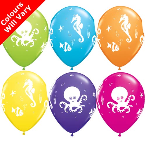 Fun Sea Creatures | 11" Latex Balloons Pack Of 6