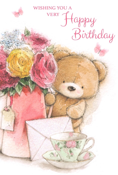 Flowers And Tea Female Birthday Card