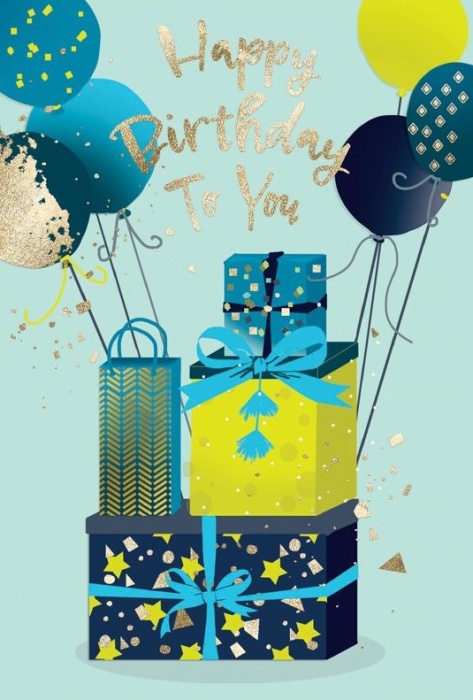 Balloons & Presents Male Birthday Card
