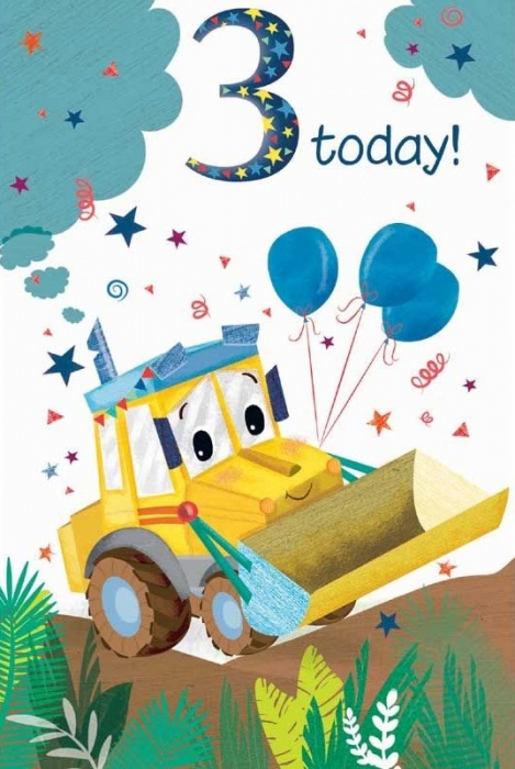 Digger Boy 3rd Birthday Card