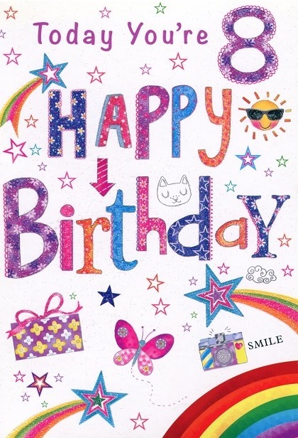 Bright Sparkles | Girl 8th Birthday Card