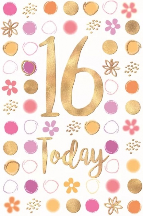 Dots & Flowers Girl 16th Birthday Card