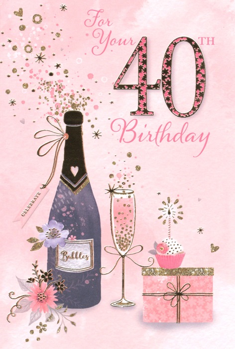 Bubbles Female 40th Birthday Card