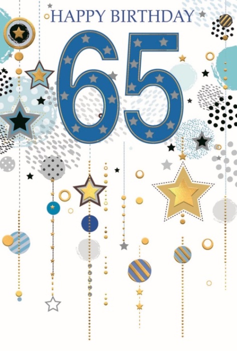 Stars & Streamers Male 65th Birthday Card