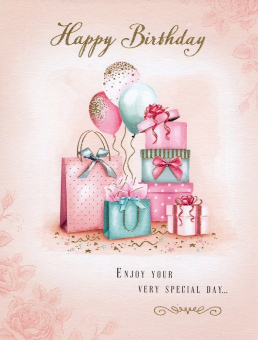 Gifts & Balloons Female Birthday Card | Goldmark