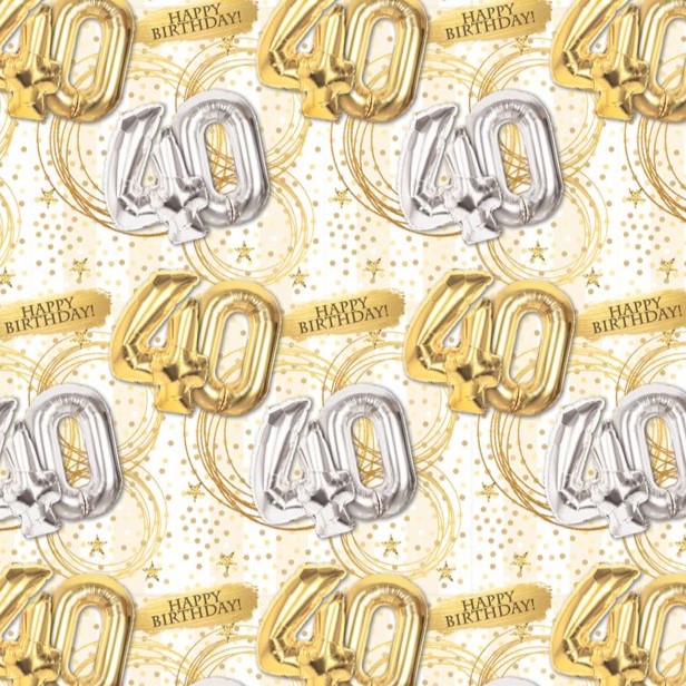 Balloons 40th Birthday | Wrapping Paper Gift Wrap Sheets & Tags Set ...
