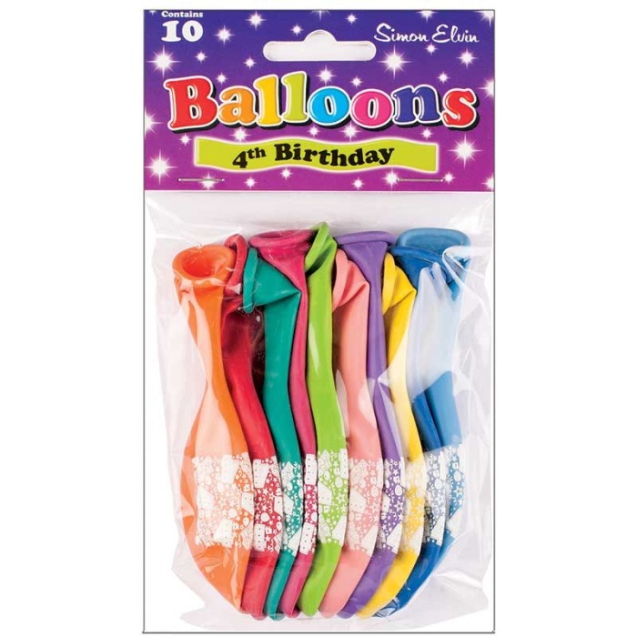 Age 4 Birthday Balloons Pack Of 10 | Simon Elvin