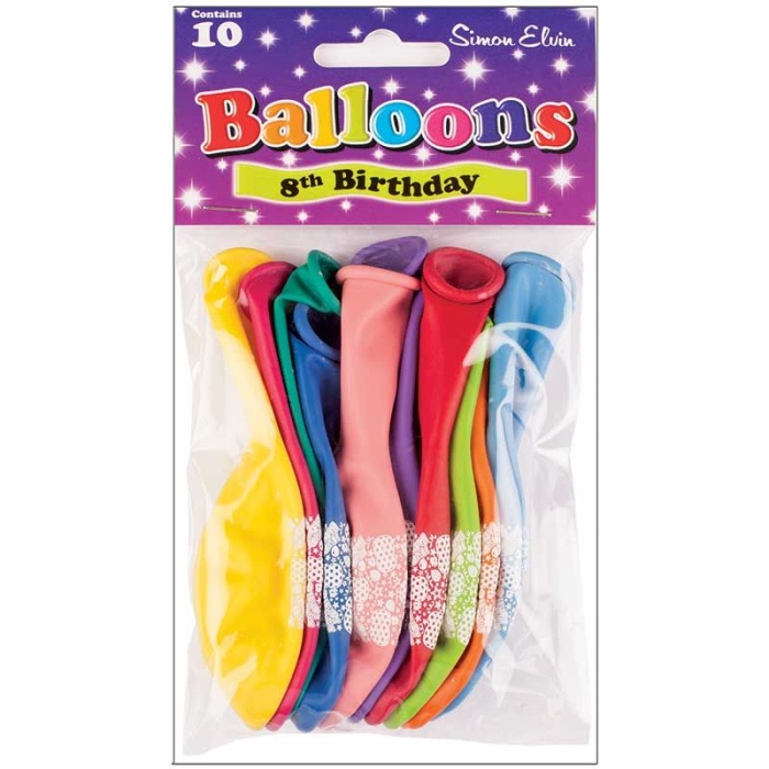 Age 8 Birthday Balloons Pack Of 10 | Simon Elvin