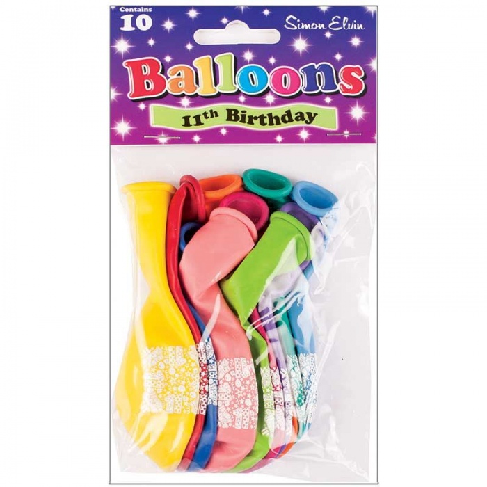 Age 11 Birthday Balloons Pack Of 10 | Simon Elvin