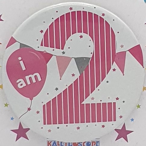 Pink Age 2 Girl Birthday Badge