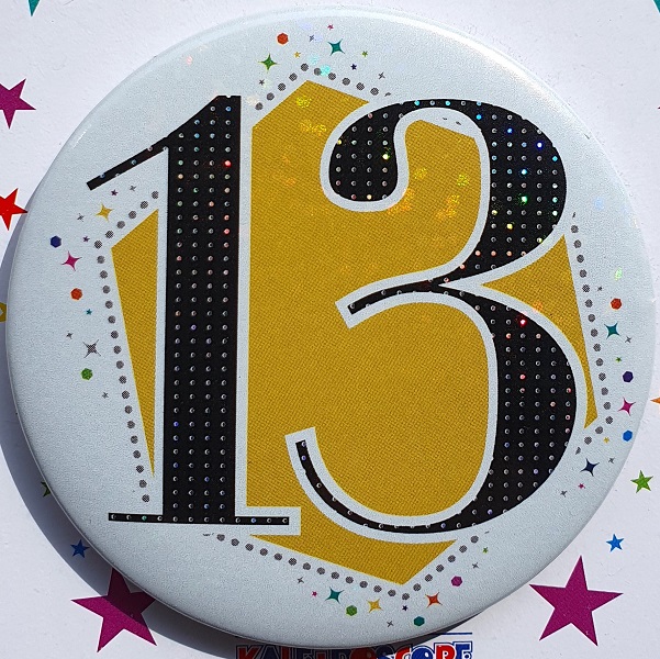 Hexagon Age 13 Birthday Small 5.5cm Badge
