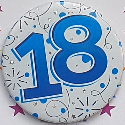 Blue 18th Birthday Badge
