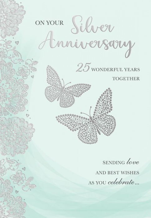 Butterflies 25th Wedding Anniversary Card