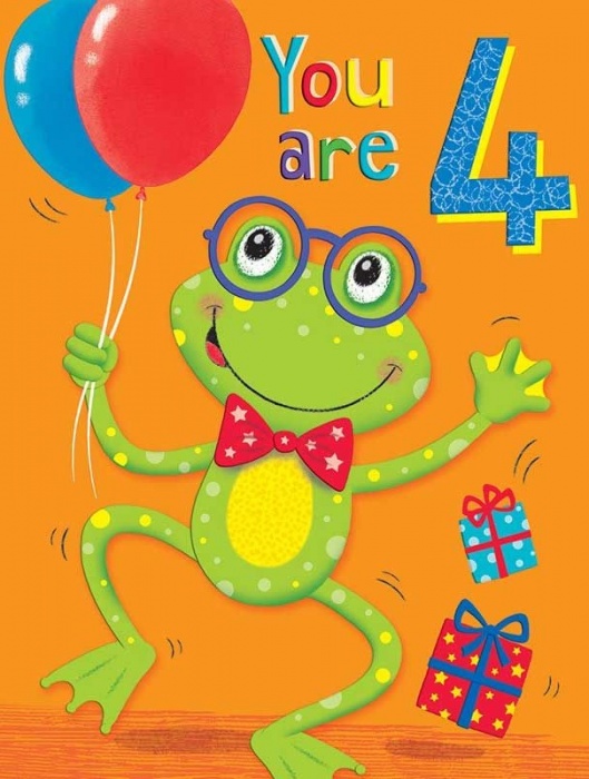 Frog Boy 4th Birthday Card