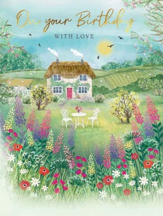 Country Cottage Female Birthday Card