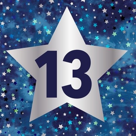 Blue Stars Boy 13th Birthday Card