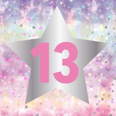 Pink Stars Girl 13th Birthday Card