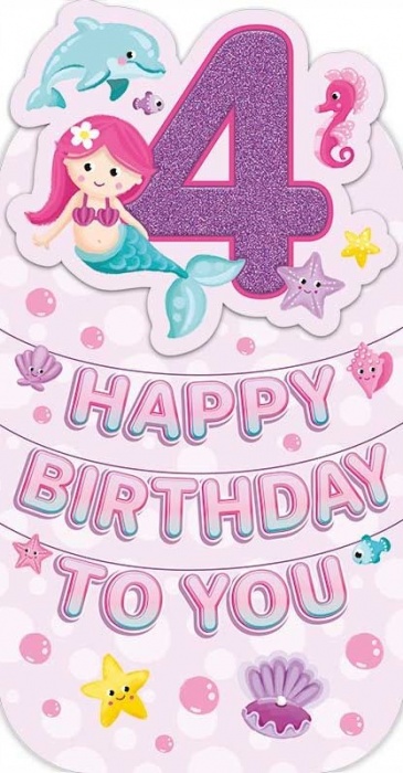 Mermaid Girl 4th Birthday Card | Prelude