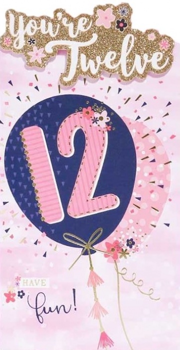 Balloons Girl 12th Birthday Card | Prelude