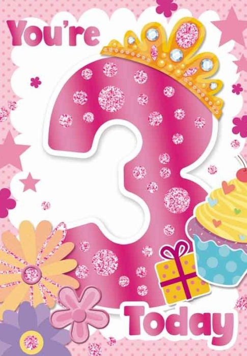 Cupcake Girl 3rd Birthday Card