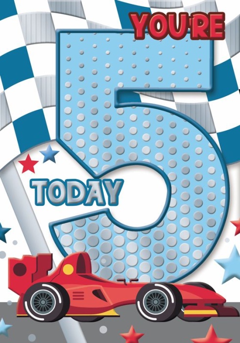 Race Car Boy 5th Birthday Card