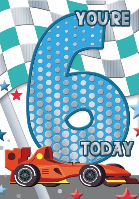 Race Car Boy 6th Birthday Card