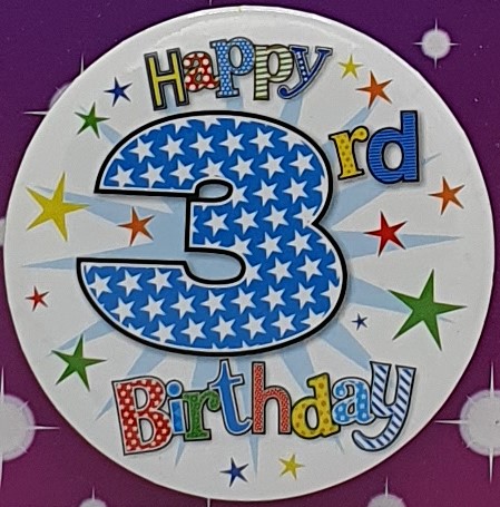 Blue Happy 3rd Birthday | Boy Birthday Badge