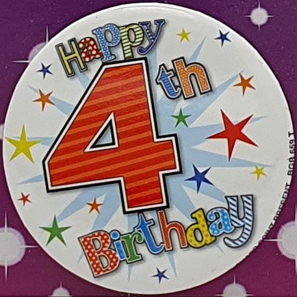 Blue Happy 4th Birthday | Boy Birthday Badge