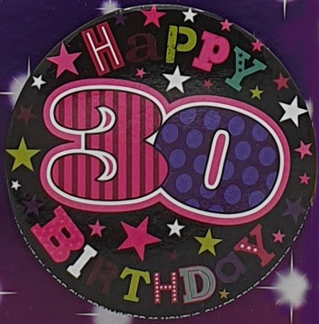 Pink Stars 30th Birthday Small 5.5cm Badge