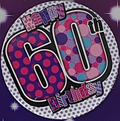 Pink Spots 60th Birthday Small 5.5cm Badge