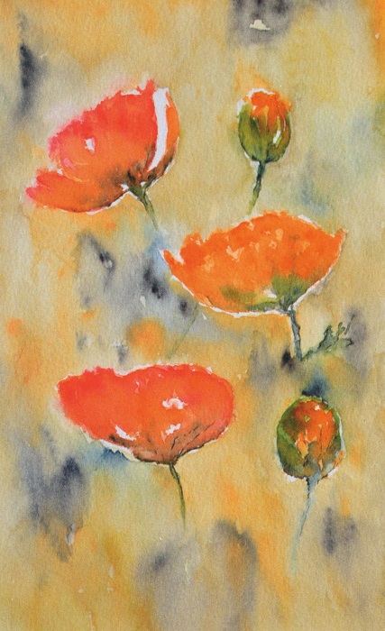 Red Watercolour Flowers Notelets | Pack of 8 | Simon Elvin