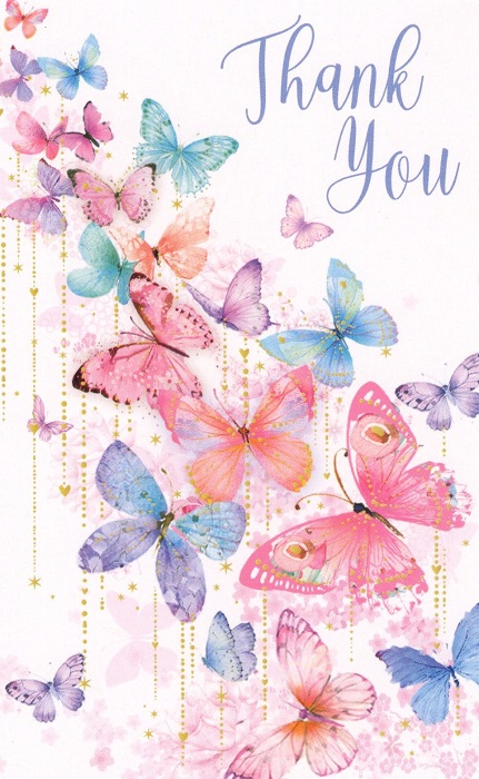 Pink And Blue Butterflies Thank You Notelets | Pack of 8 | Simon Elvin