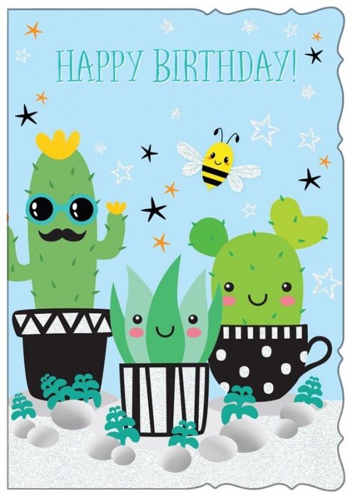 Cacti Kids Birthday Card