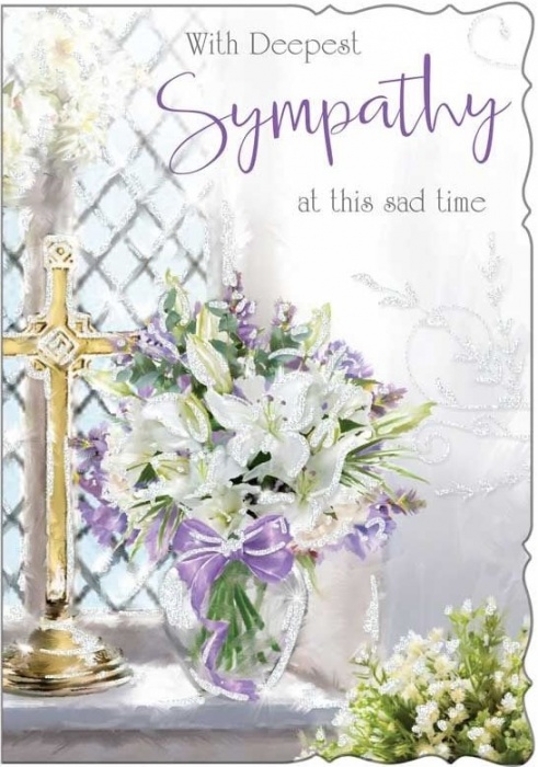 Cross And Flowers Sympathy Card