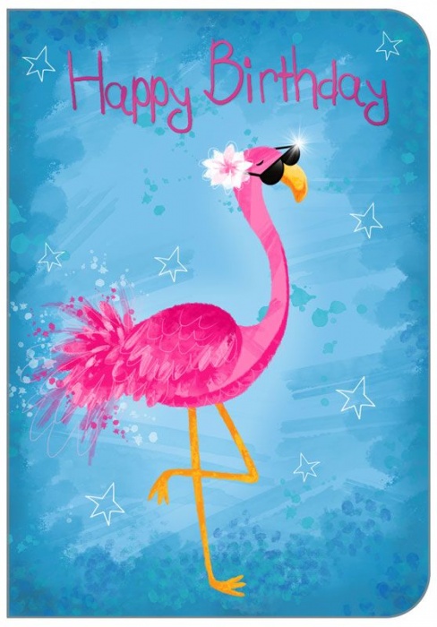 Pink Flamingo Girl Birthday Card