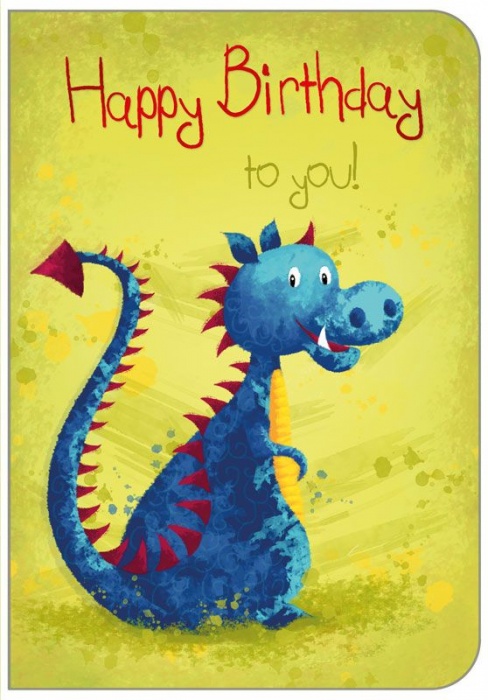 Blue Dragon Childrens Birthday Card