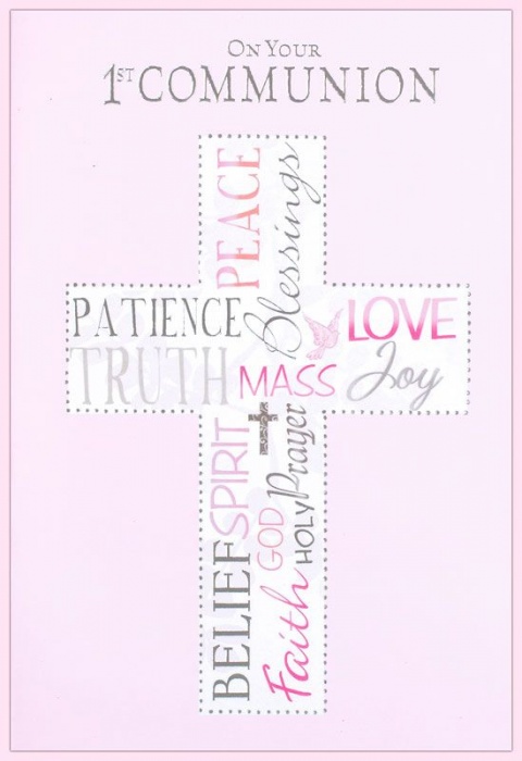 Pink Cross Girl Your 1st Communion Card | Simon Elvin
