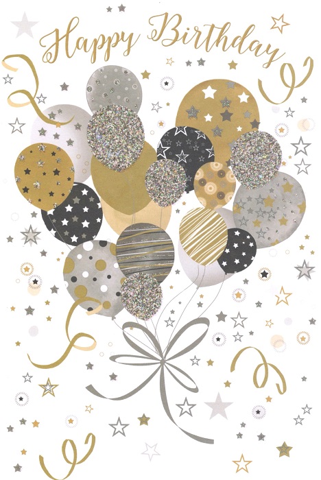 Gold Balloons Male Birthday Card | Simon Elvin